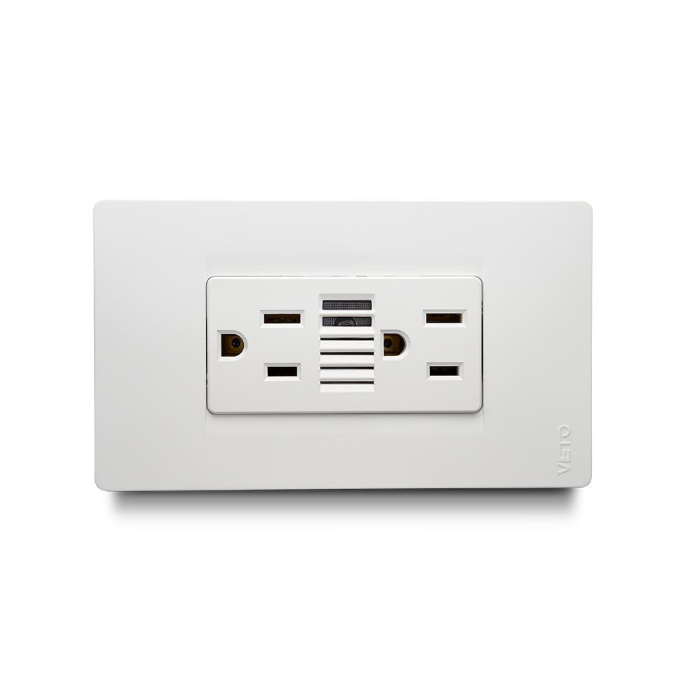 Tomacorriente Doble Amer 2P+E+Luz Gui Premium Blanco | Veto - Disensa ...