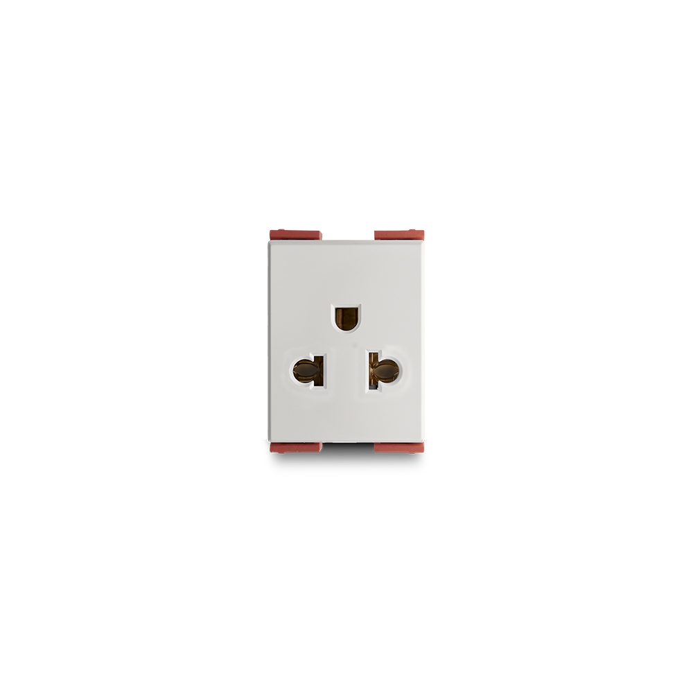 Tomacorriente Simple Universal 2P+E Plura Blanco 36mm | Veto - Disensa Ecuador